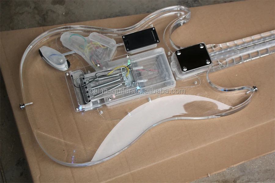 Led Light Transparent Body Acrylic Electric Guitar Body Neck With ...