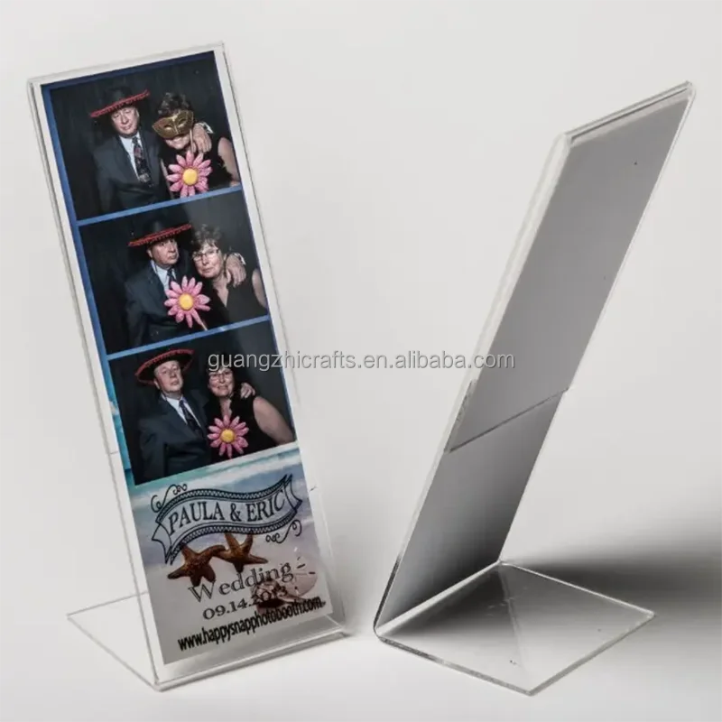 L Style Acrylic Photo Frame Holder 2x6 Inch Clear Angled Tabletop ...