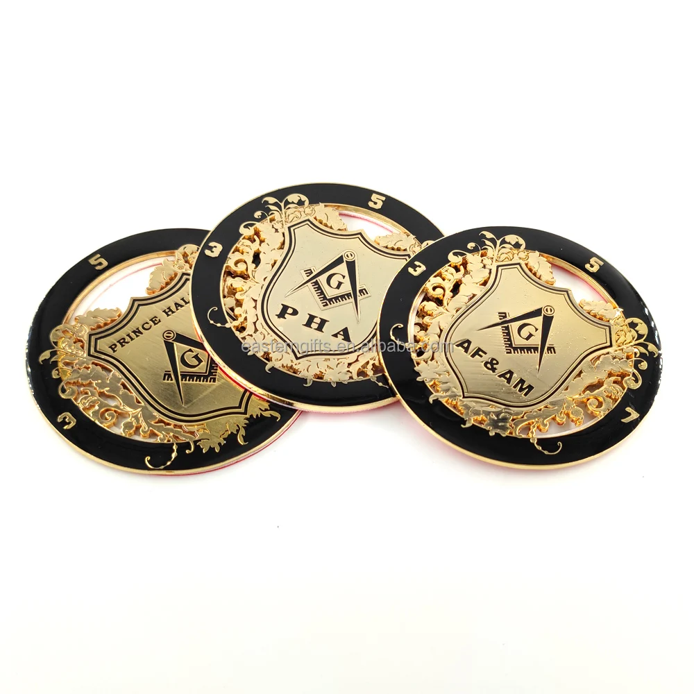 Freemason Regalia - 357 AF&AM Shield 3" Round Metal Logo