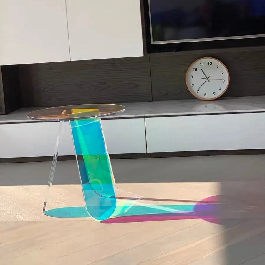 Modern Round Acrylic Rainbow Extendable Convertible Coffee Table for ...