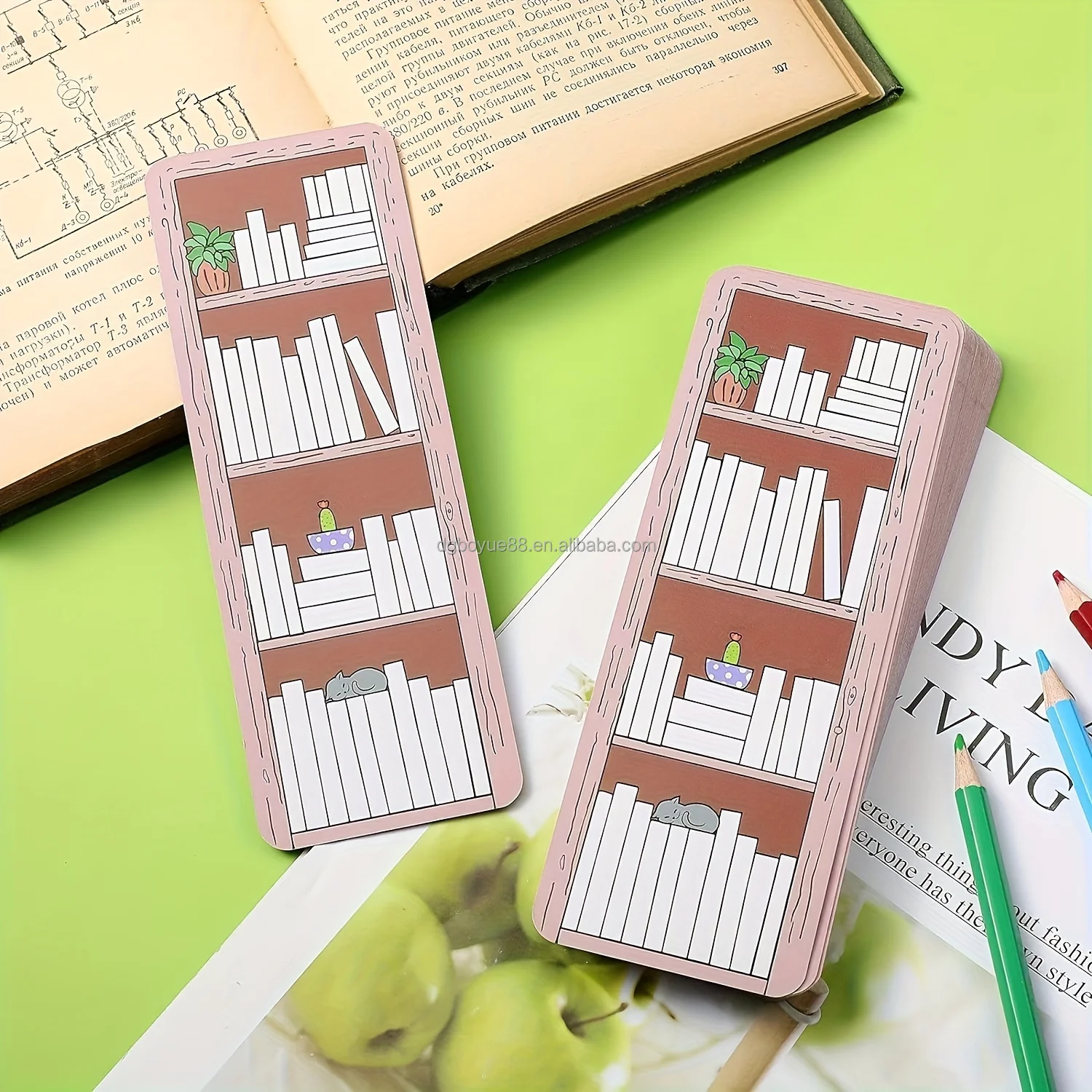Color Your Own Book Markers Paper Double Sided Bookshelf Design ...