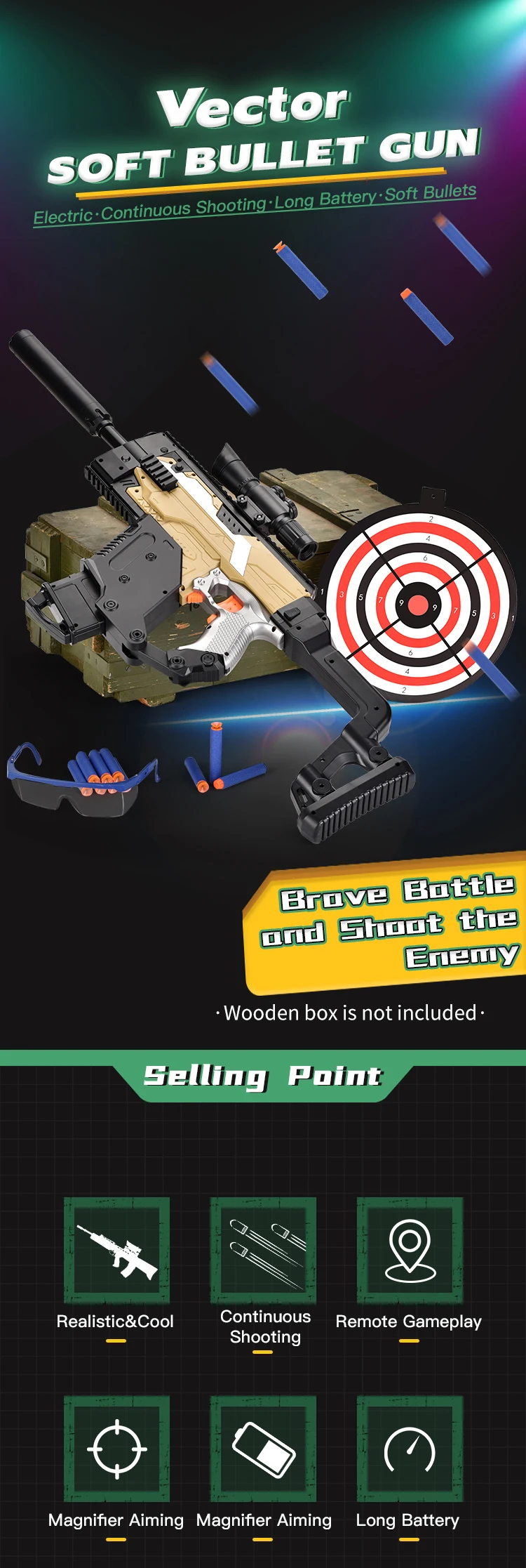 Outdoor Safety Shooting Toy Guns Vector Eva Foam Air Soft Bullet Gun ...