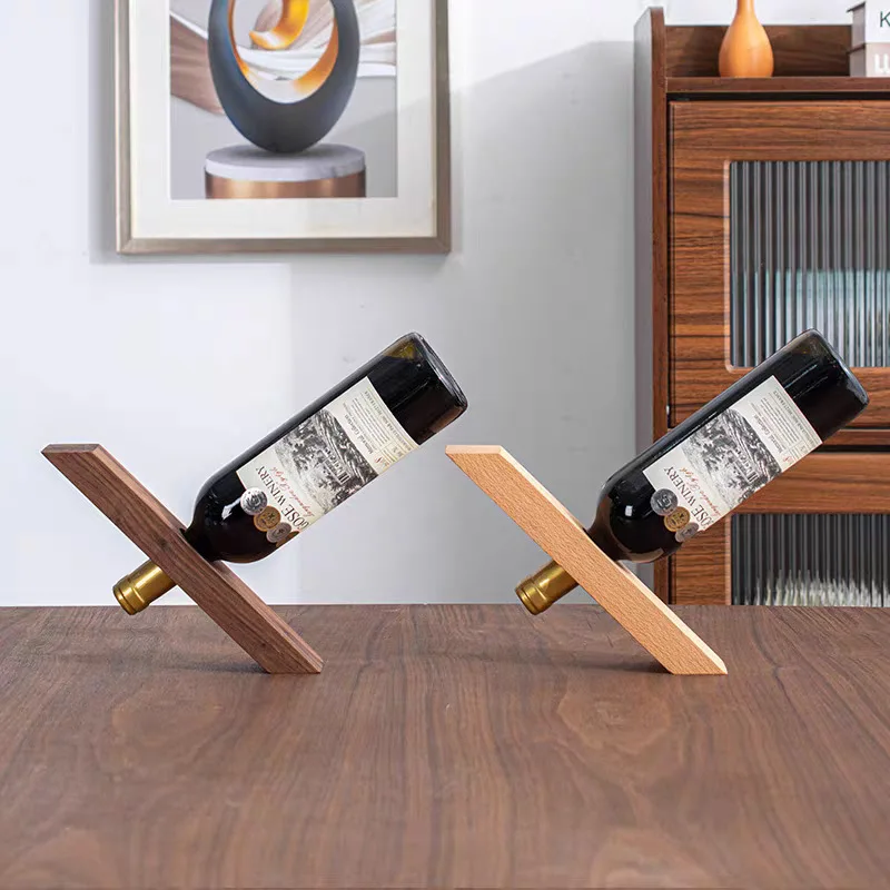 Modern Red Wine Rack Ornament Black Walnut Creative Wine Bottle Holder ...