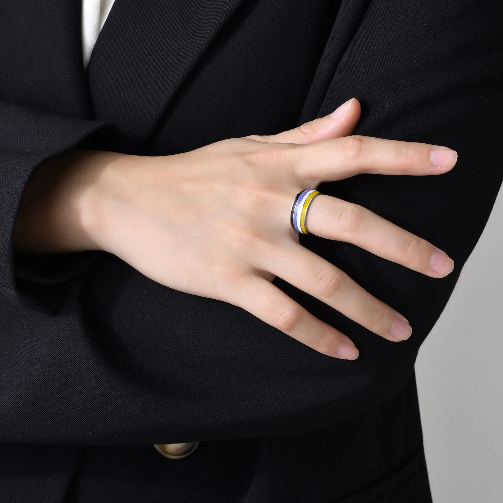 Customized Stainless Steel Enamel Rainbow Lgbt Pride Ring For Lesbian ...