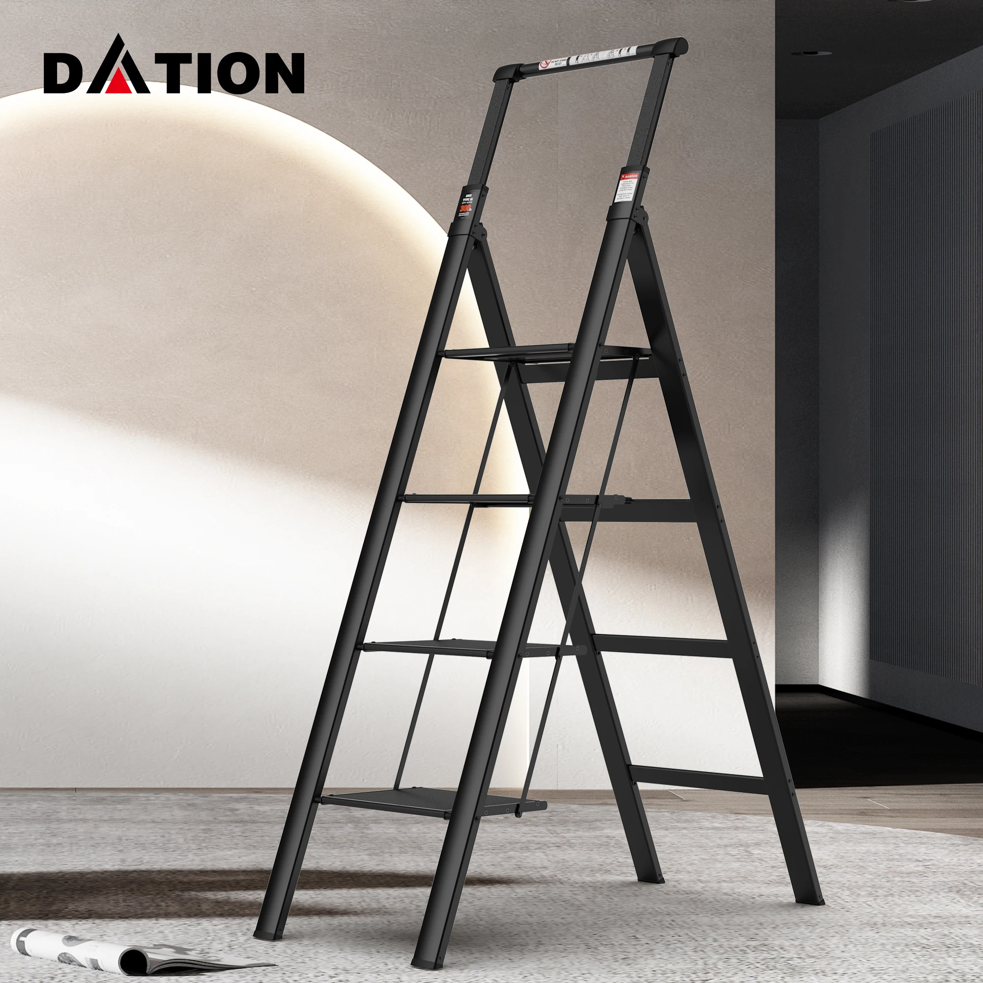 Dation 4 Steps Folding Herringbone Ladder - Lightweight & Safe