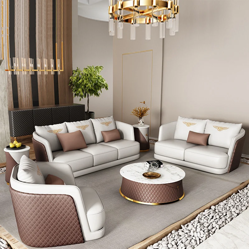 High Quality Living Room Leather Sofa Sets Stylish Modern Hotel Lounge ...