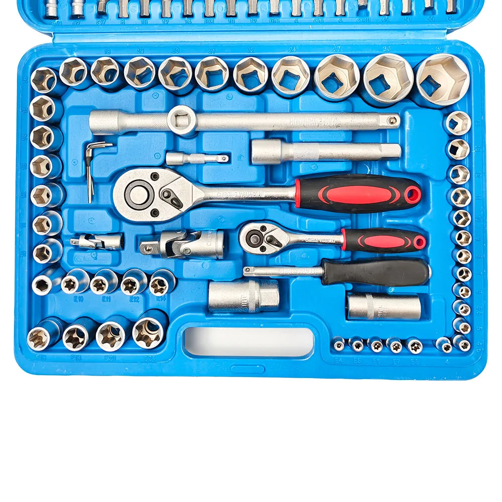 108pcs Drive Socket Set Box Ratchet Wrench Tool Set with Sockets Metric ...