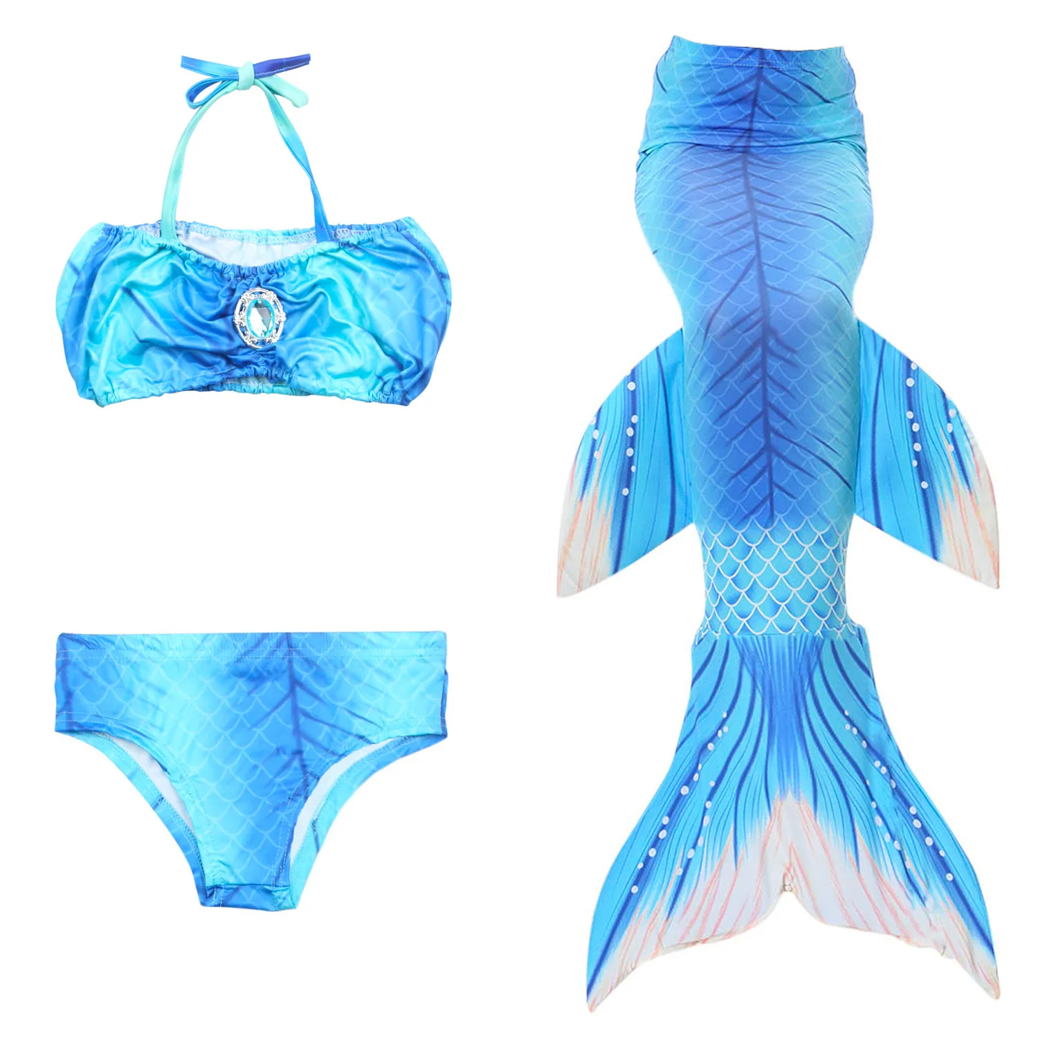 Girls Mermaid Tail Swim Children Summer Bikinis Bathing Set Cosplay ...