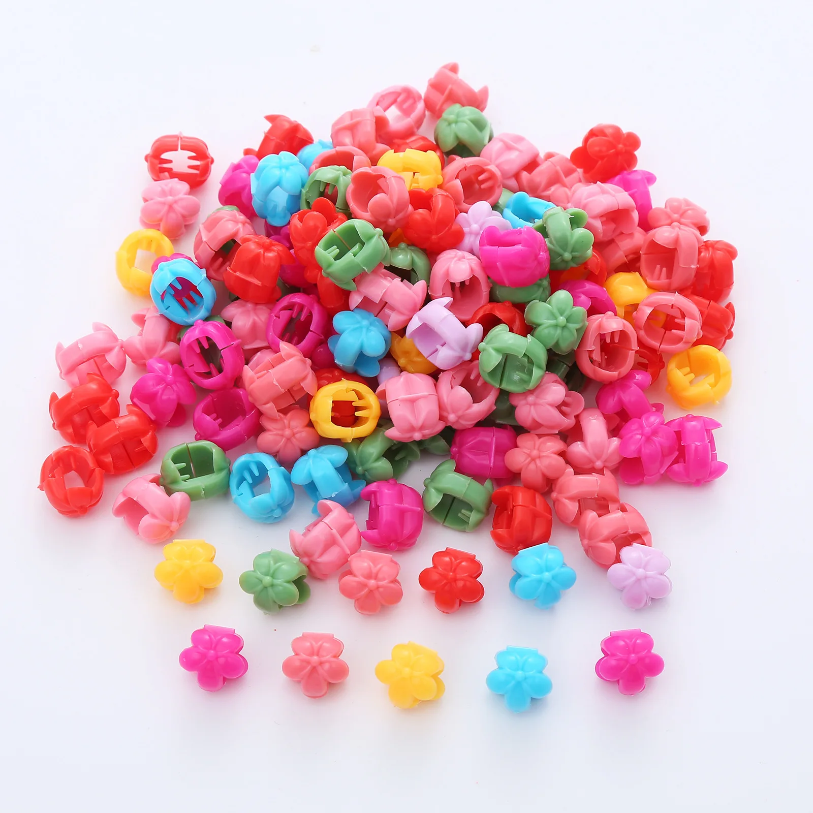 Korean Small Acrylic Plastic Claw Mini Colorful Flower Shaped Hair ...