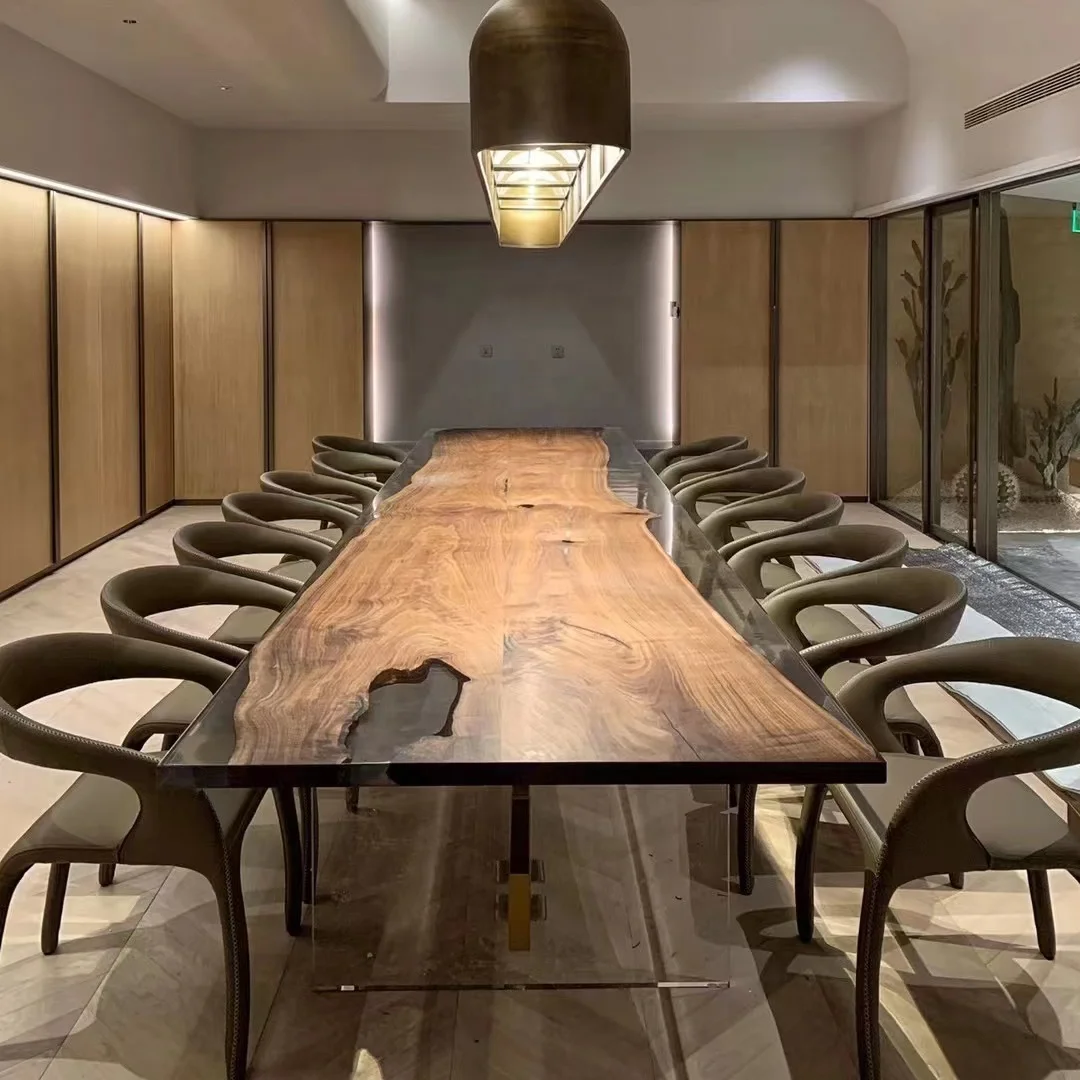 Natural Solid Wood One-piece Luxury Walnut Wood Large Conference Table ...