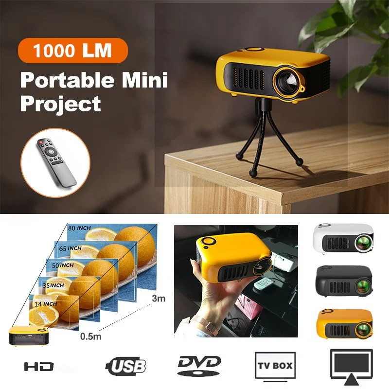 A2000 Mini Projector - Portable 240P HD Projector for Home