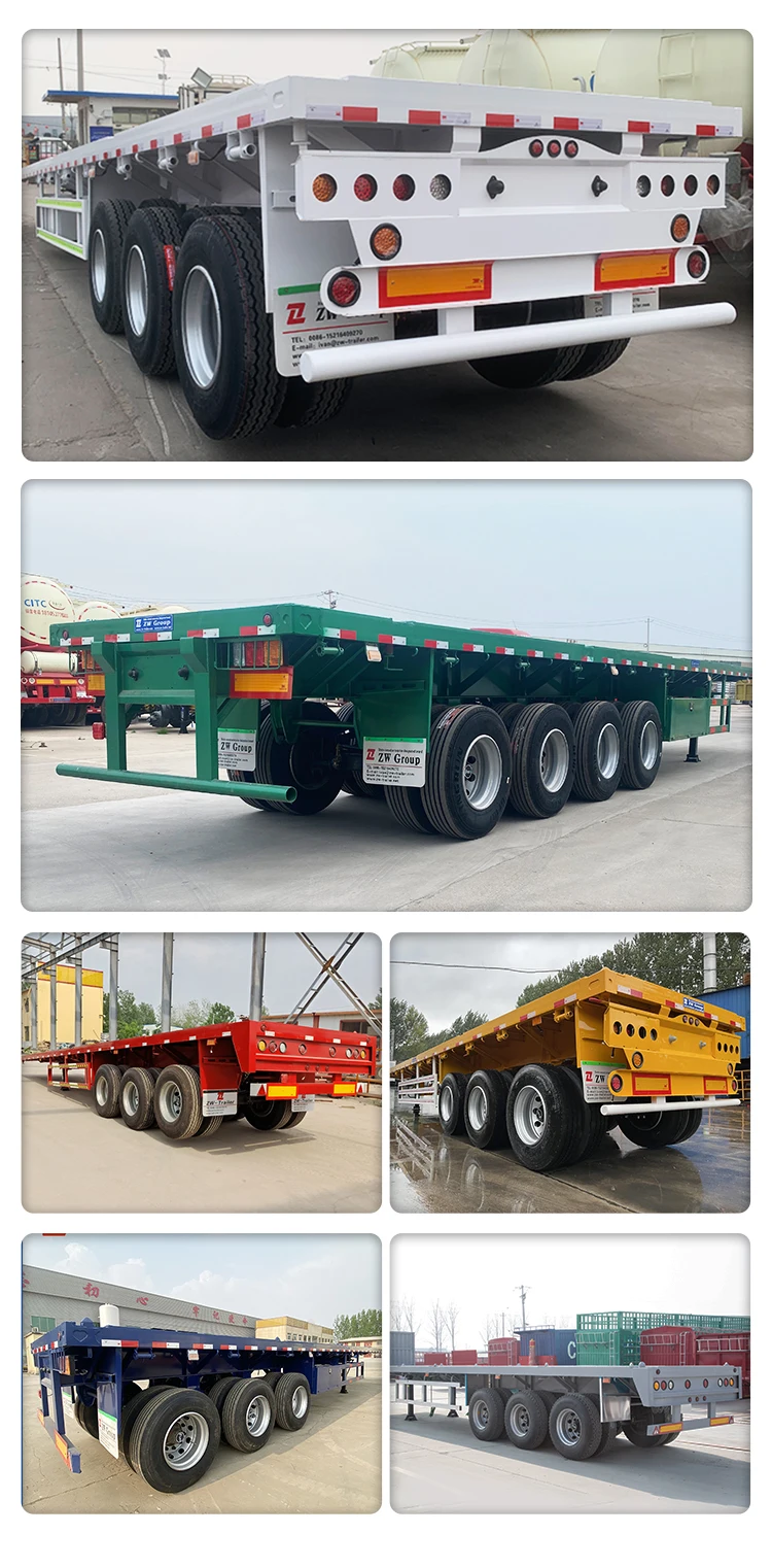 Good Price FlatBed Trailer 12m Flatbed Flat Bed Cargo Semi Trailers 3 ...