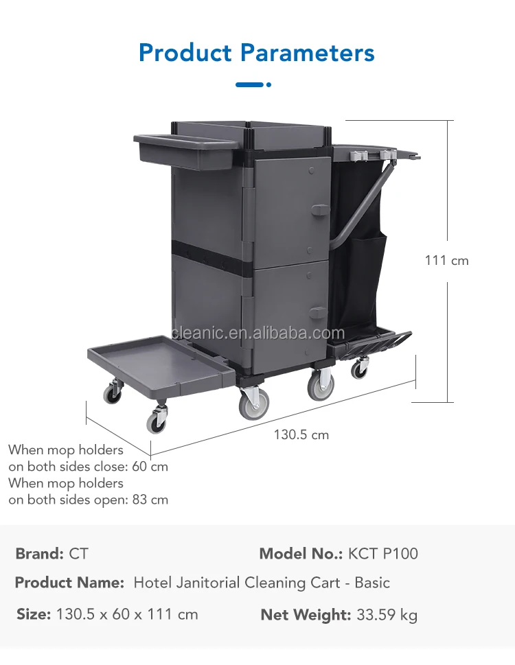 Color Coding System Professional Janitor Cart Cleaning Trolley with ...
