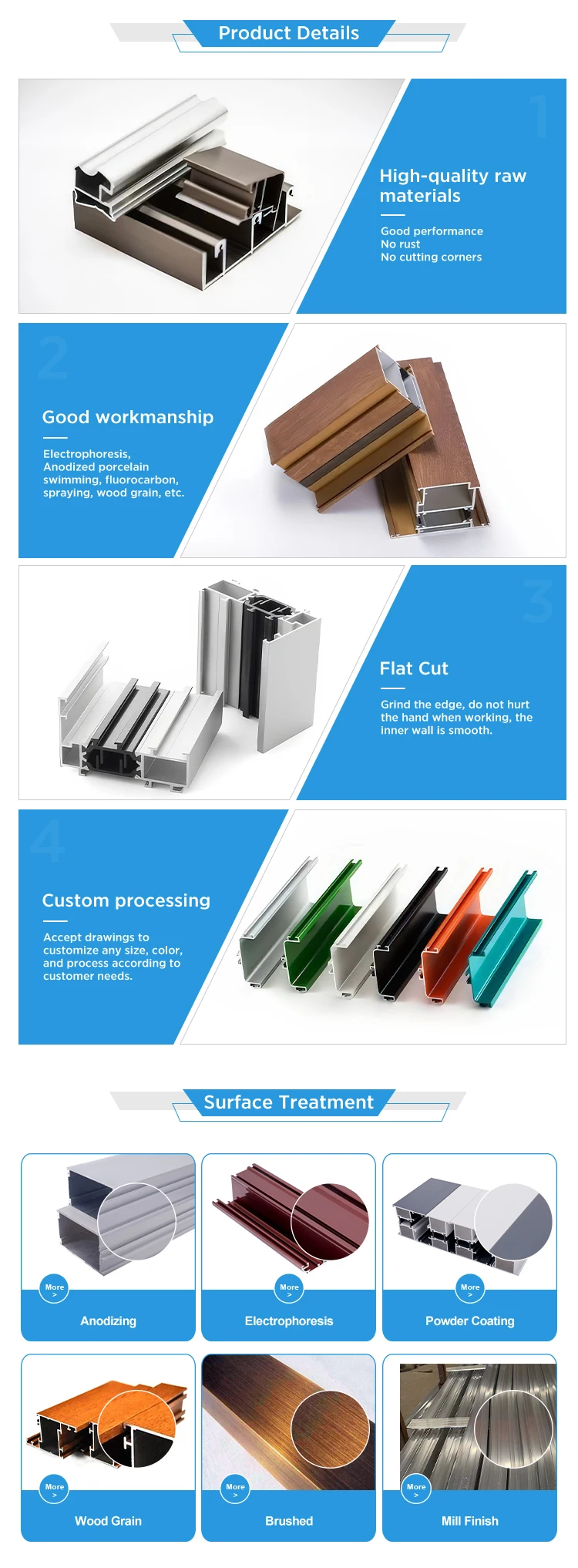 Aluminium Extrusion Profile with Anodize Surface for Facade Cladding