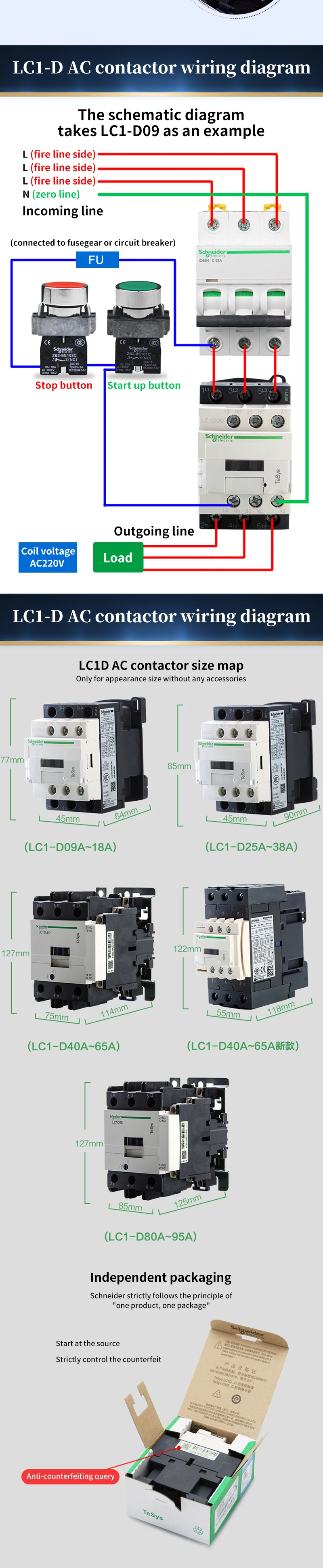LC1 D09 Air Coil Circuit Electric Rating Ac Magnetic Contactor LC1 ...