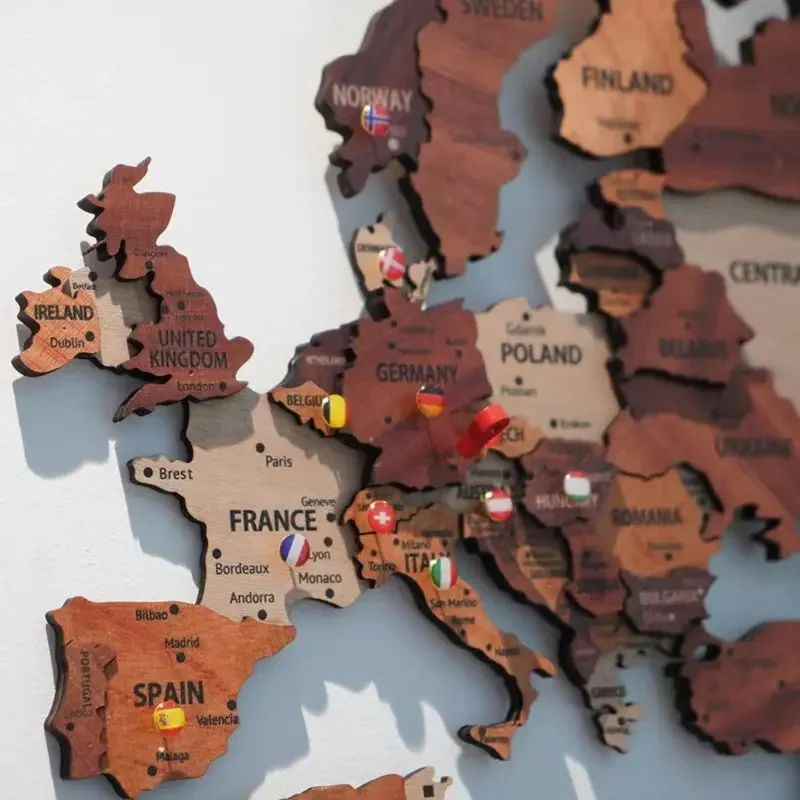 3D Wood World Map with LED Lights - Perfect Home Decor