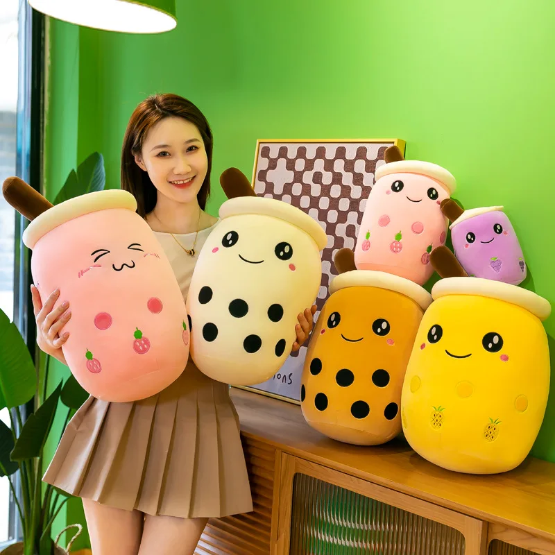 Cute Soft Stuffed Squishy Boba Milk Tea Plush Pillow Toys Smiley Bear ...