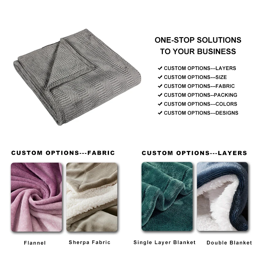 Eco-friendly Super Soft Polyester Jacquard Flannel Fleece Throw Blanket ...