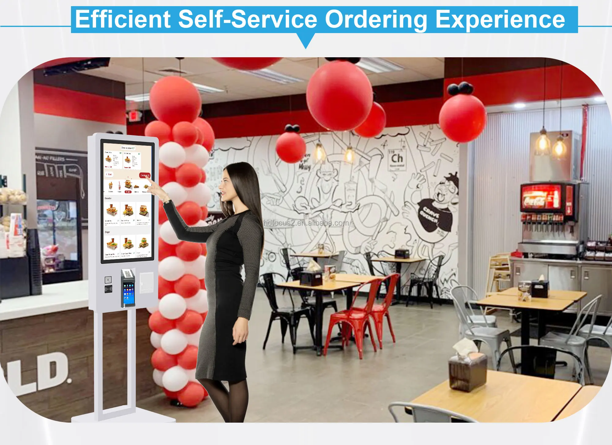 27-inch Self-Service Kiosk - Fast Food Payment & Cinema Tickets