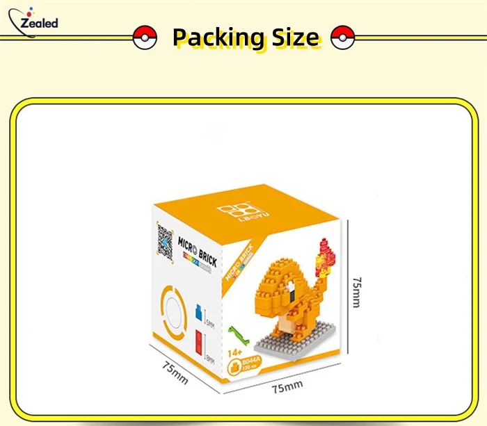 Zealed DIY Pokemoned Block Small Cartoon Mini Building Block Pikachu ...