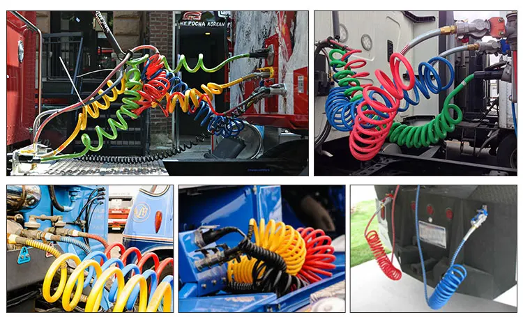 15 or 18 Feet Blue and Red Coiled Air Hoses for Truck Trailers