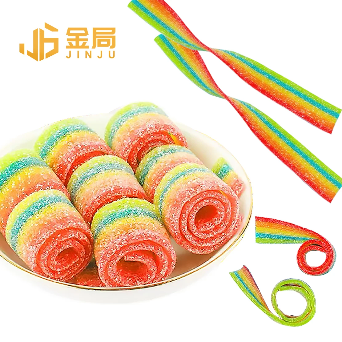Children Bulk Fruity Fruit Roll Ups Gummies Sour Belts Soft Candy EN71 ...