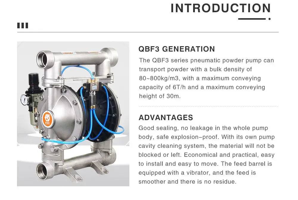 2'' Stainless Steel QBF3-50P Air Operated Double Diaphragm Pump (AODD ...