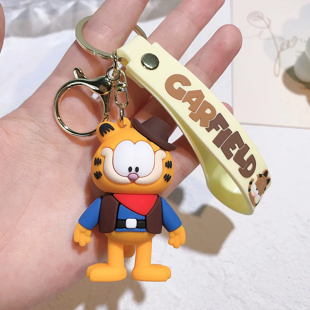 7 Cute for Garfield Cartoon Keychain Funny Doll Couple Car Pendant Bag ...