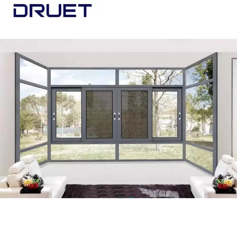 Metal bay glass simple door window design sliding windows powder ...