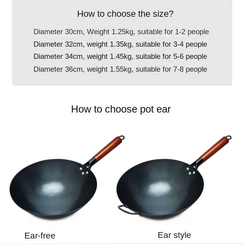 Home Kitchen Non-stick Woks Chinese Wok Carbon Steel High Quality ...