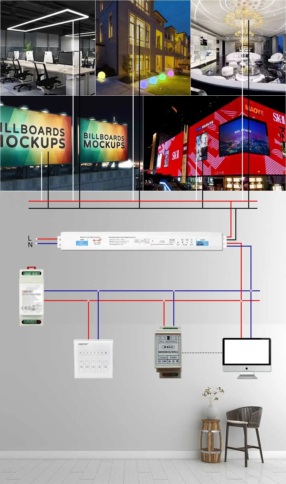 Dali Led Driver Dimmable 12v 24v Alternating Current 60w 75w 100w 150w ...