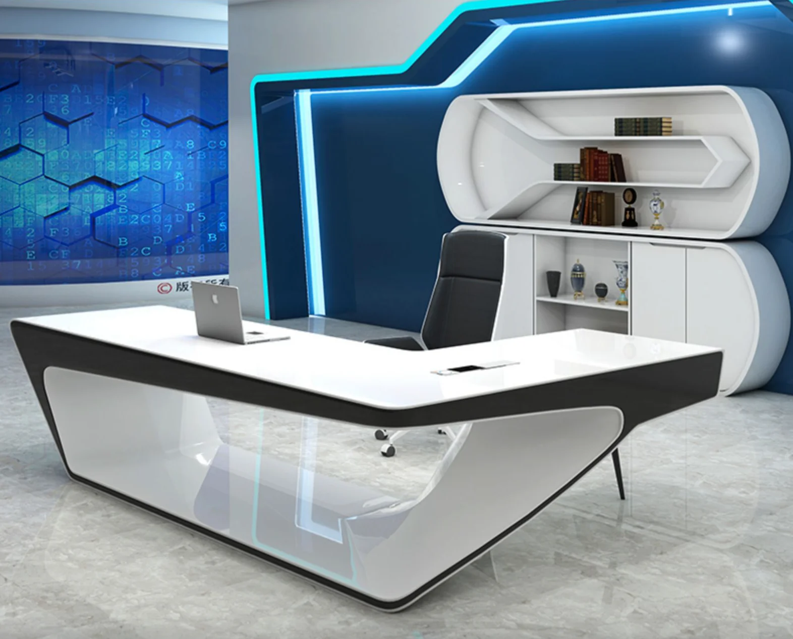 Adjustable Height Semi Circle Office Table Luxury L Shaped Office Desk ...