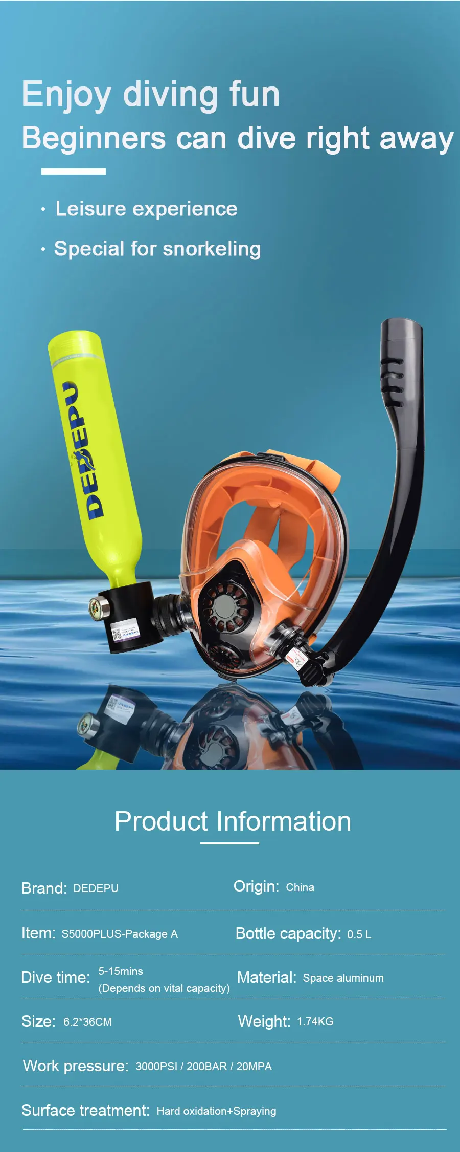 DEDEPU Diving Equipment - Portable Set Without Glasses