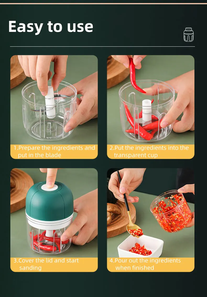 250ml Usb Wireless Electric Mini Meat Grinder Automatic Portable ...