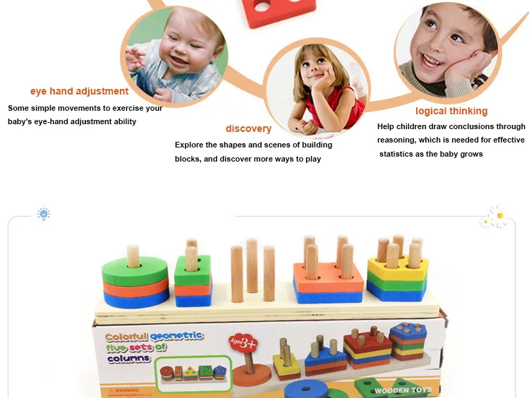 Children Montessori Early Education Cognitive Building Blocks Pairing ...