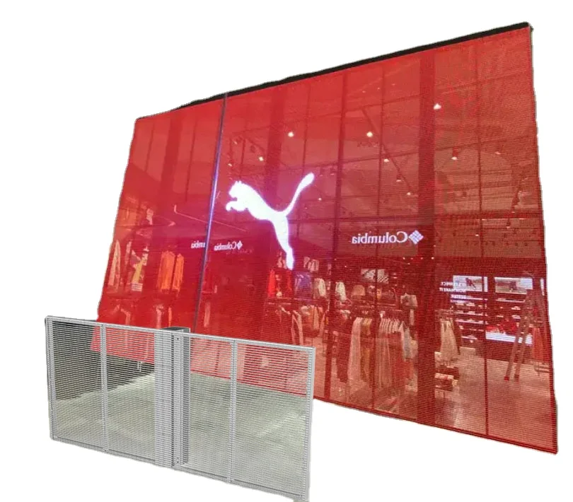 GC TECH Full-Color LED Transparent Screen Curtain Indoor/Outdoor ...