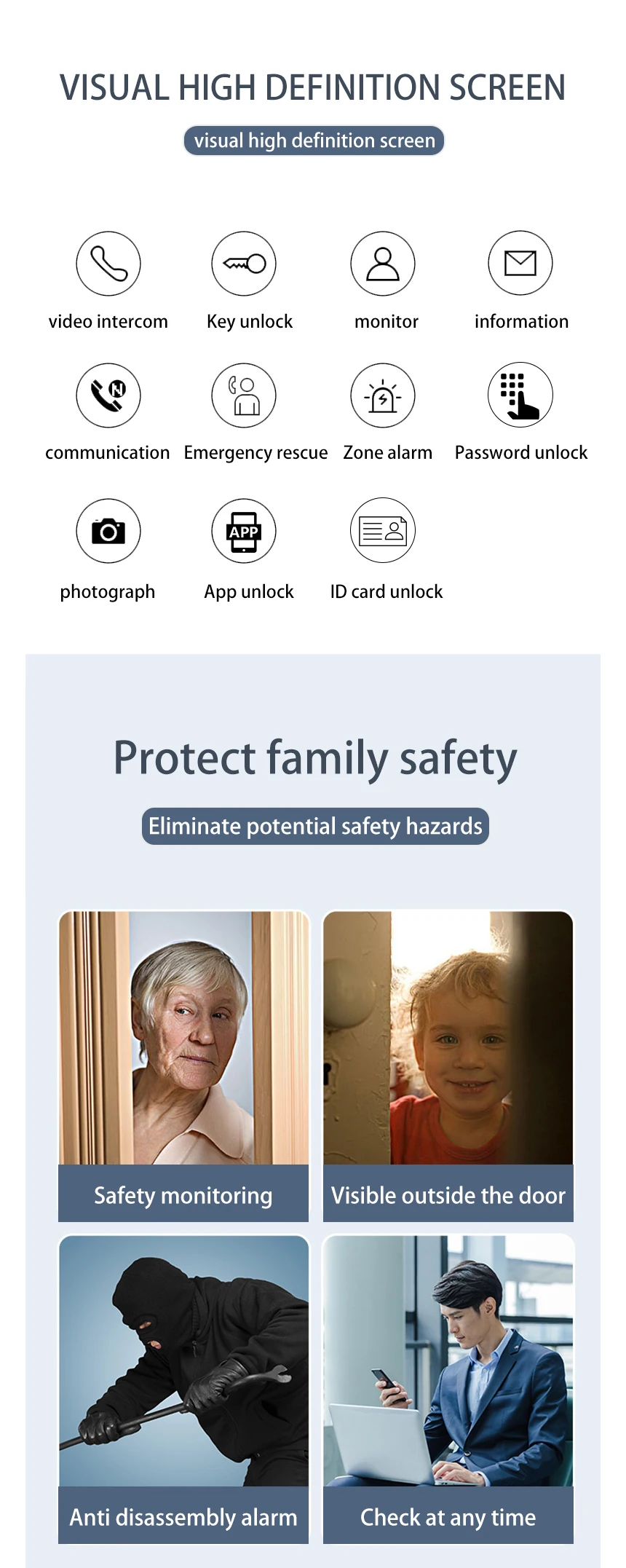 Biometric Access Control Building Intercom System With Night Vision ...