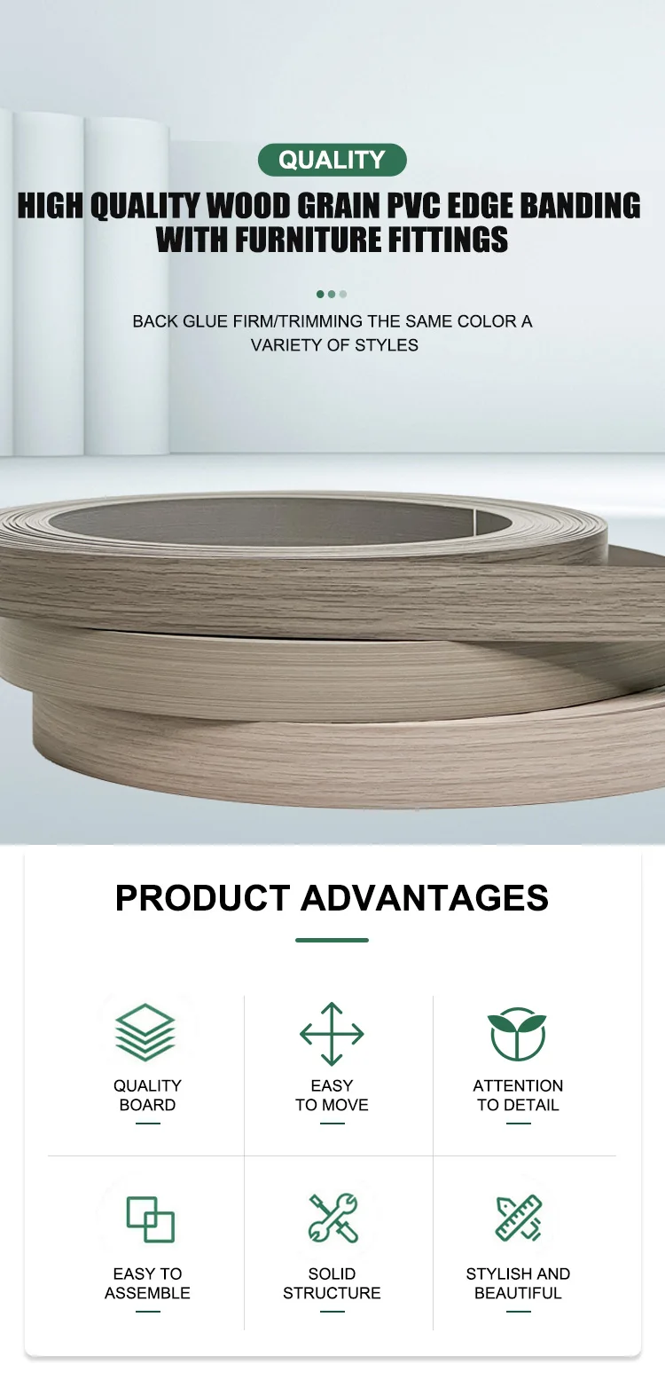 2mm Pvc Edge Banding Pvc Wood Grain Color Edge Banding Self Adhesive ...