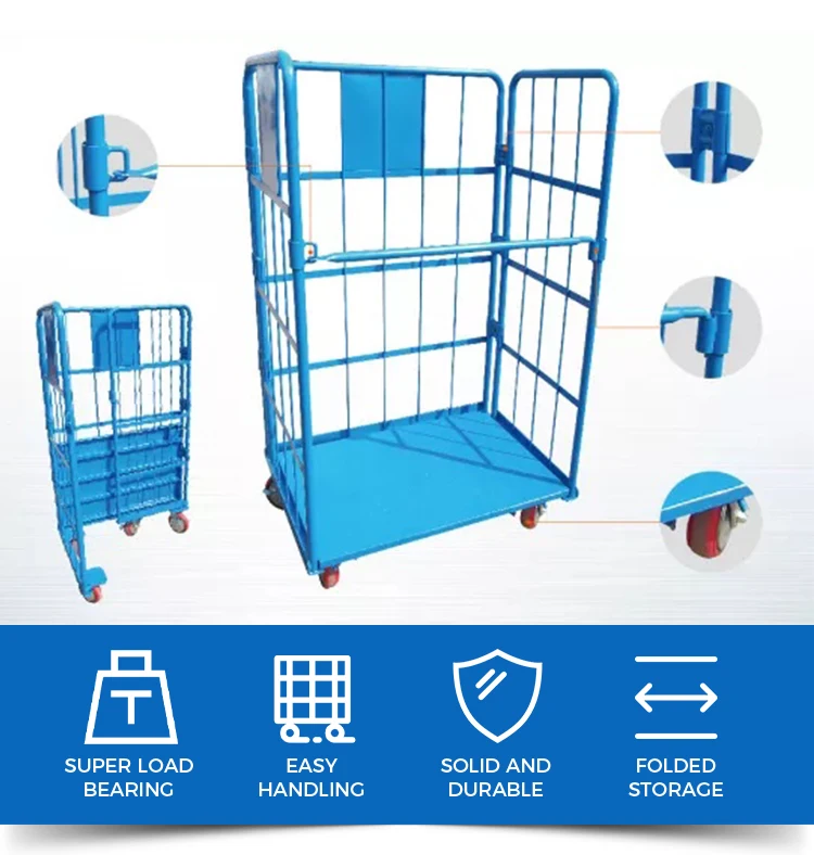 Customized 1 Layer Roll Cage Container Trolley Cart For Logistics ...