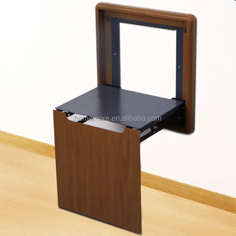 Space Saving Folding Chair - Wall Mounted, Wood Grain Design, Heavy ...