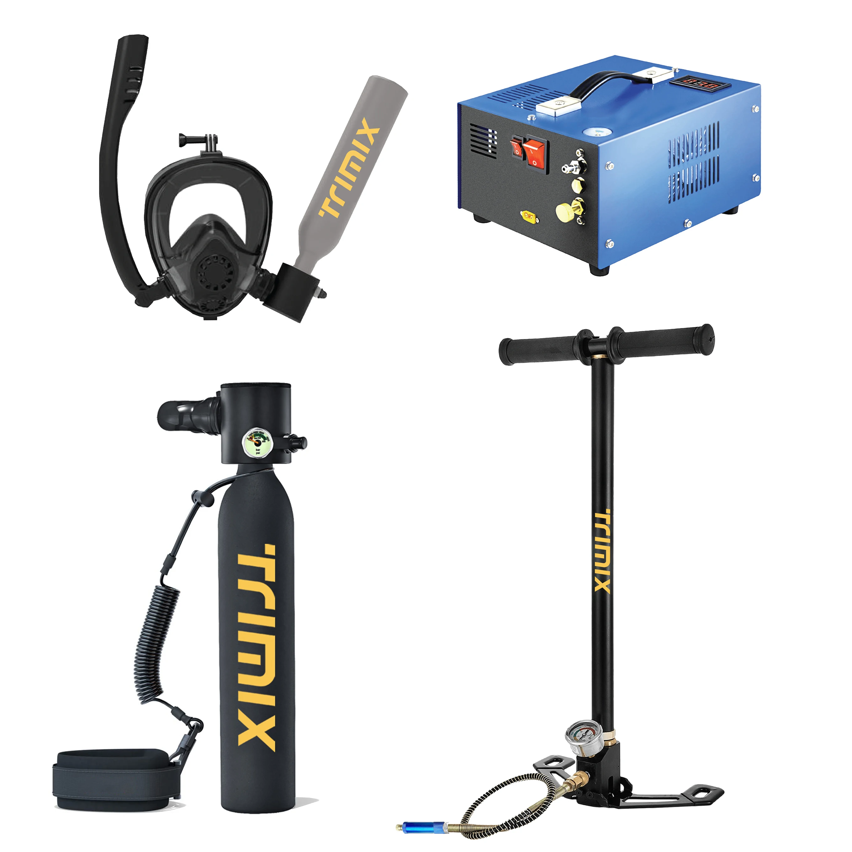Trimix Lung 0.5l Tank Snorkeling Mask Hand Pump Electric Pump Package ...