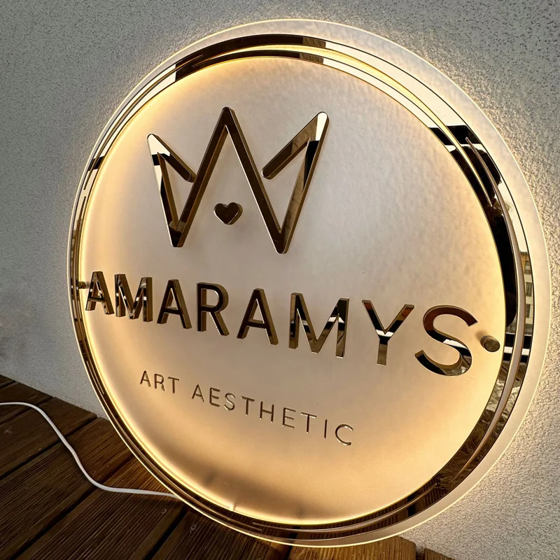 Business Neon Lights Mirror Logo Sign Acrylic Custom Logo Decoration 3d ...