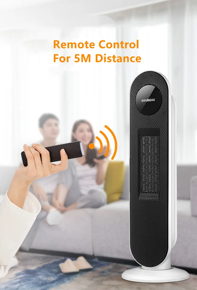 Portable Electric PTC Ceramic Mini Tower Fan Heater with Remote Control ...