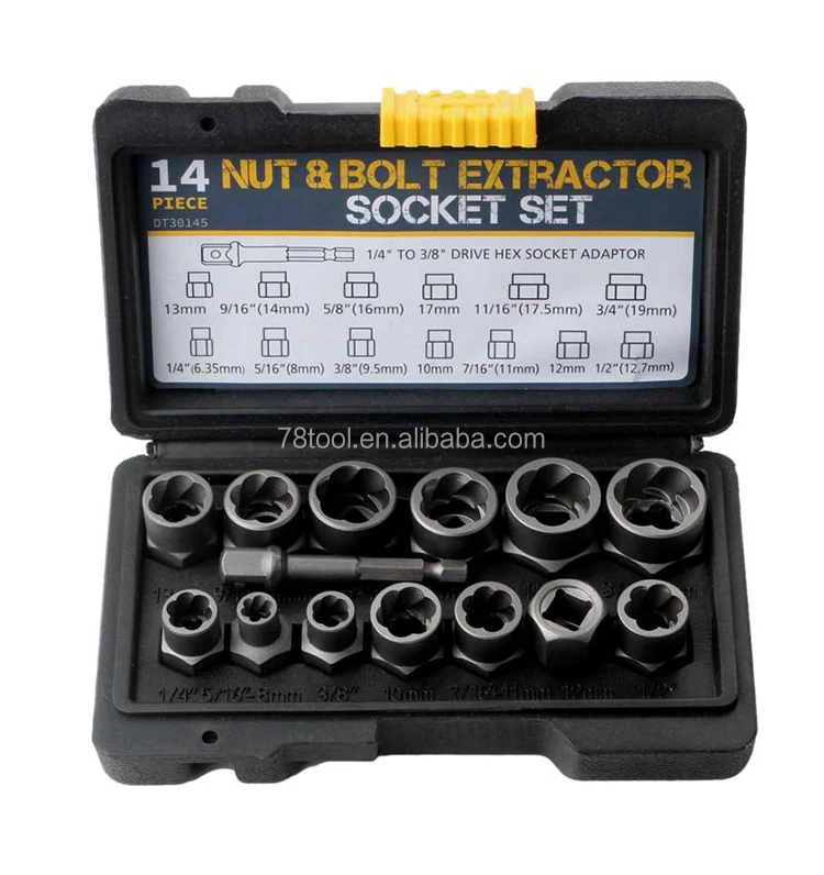 14 Piece Nut & Bolt Extractor Socket Set - DIY & Industrial