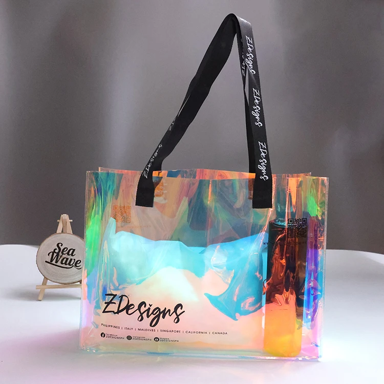 Laser Holographic Customized Logo Waterproof Pvc Shopping Bag With ...