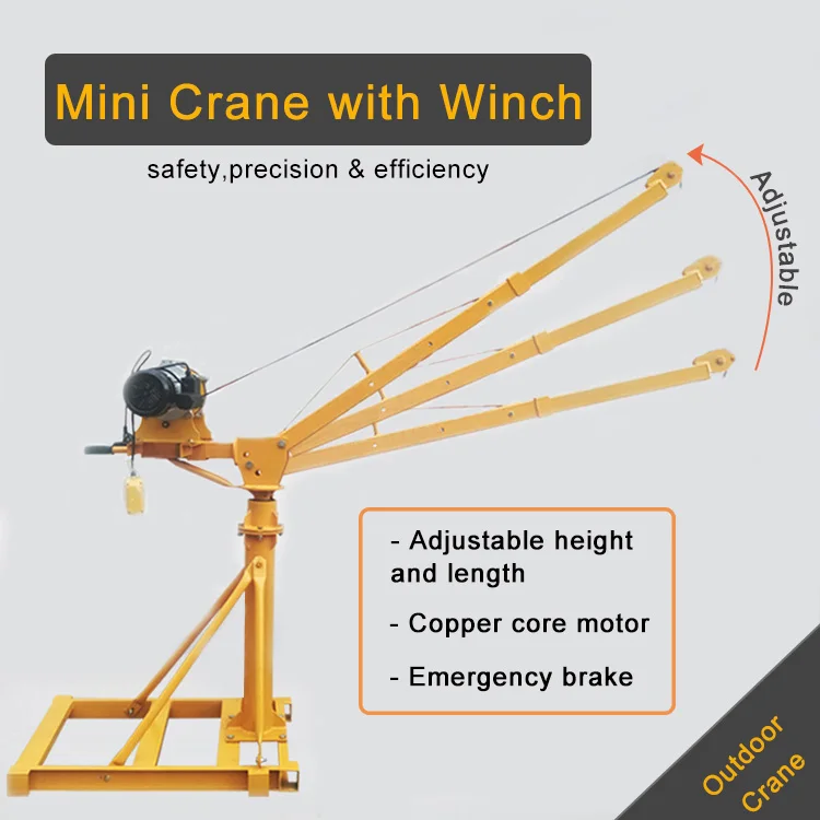 Portable Mini Crane with Electric Winch - 300kg to 1000kg