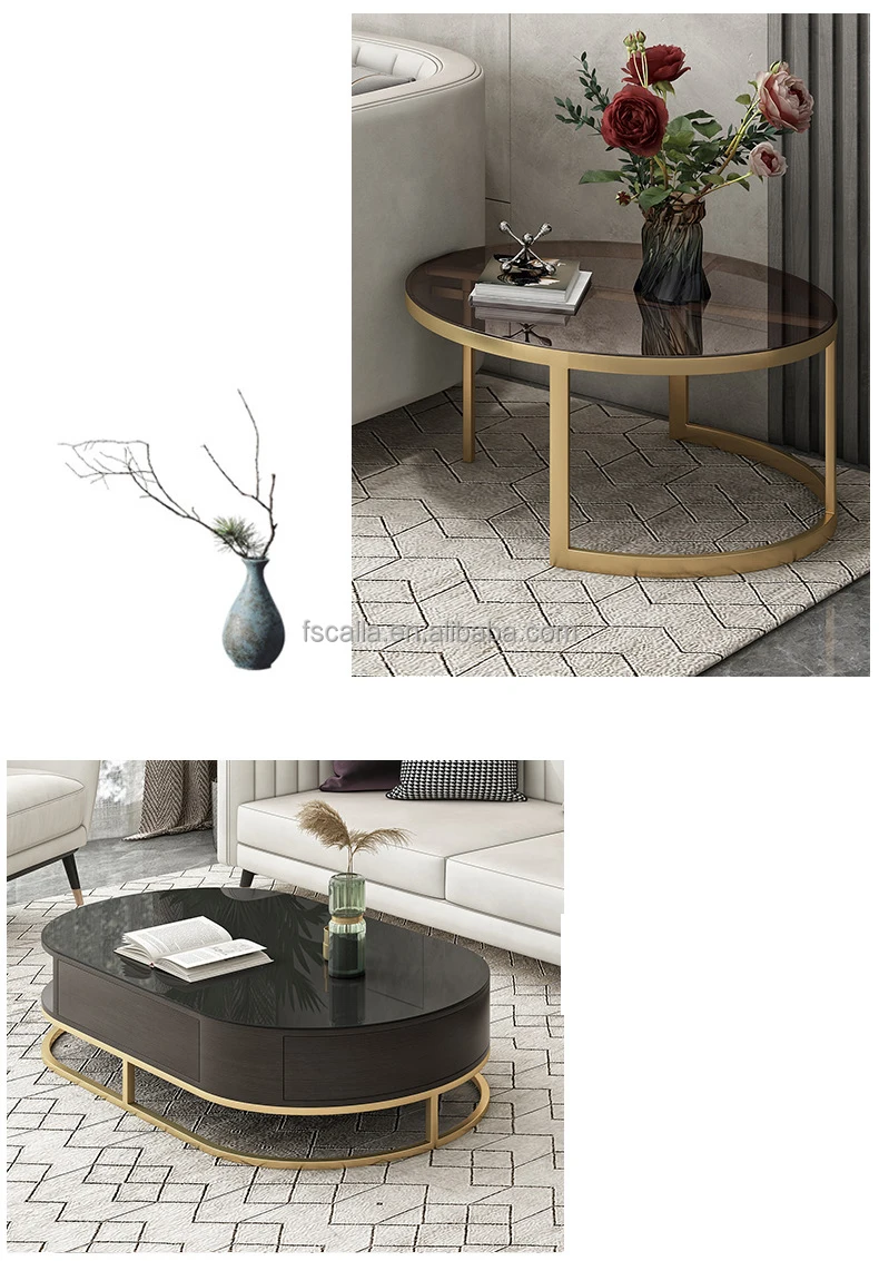 Light Luxury Tv Cabinet Coffee Table Combination With Glass Marble Top ...