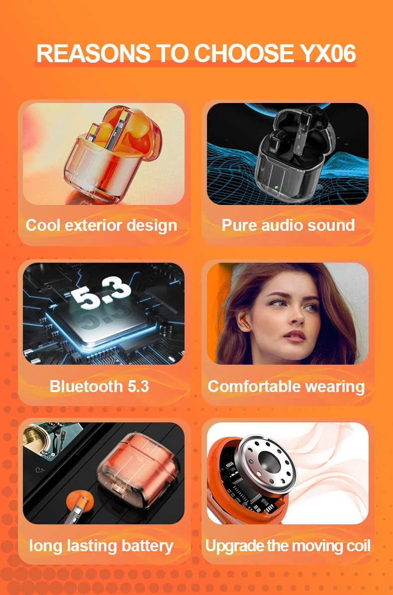 YX06 Transparent TWS Earbuds - Gaming & Sports Audio