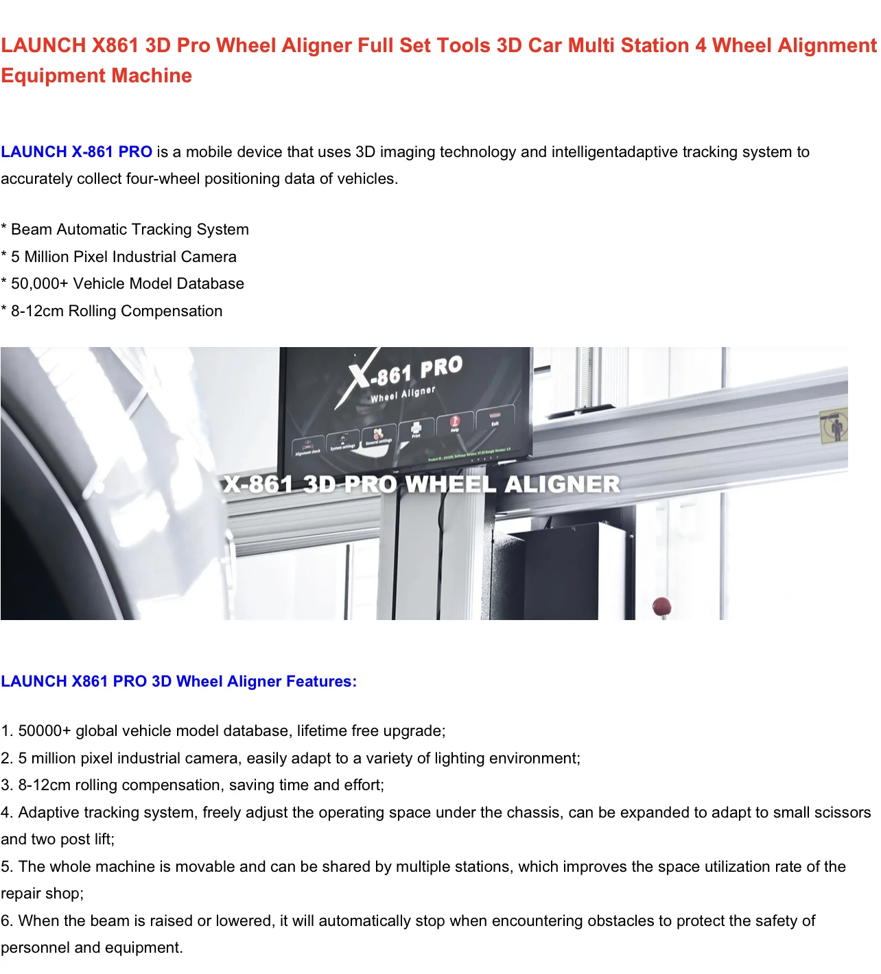 Launch X-861 PRO Auto Tracking 3D Wheel Aligner - Precision