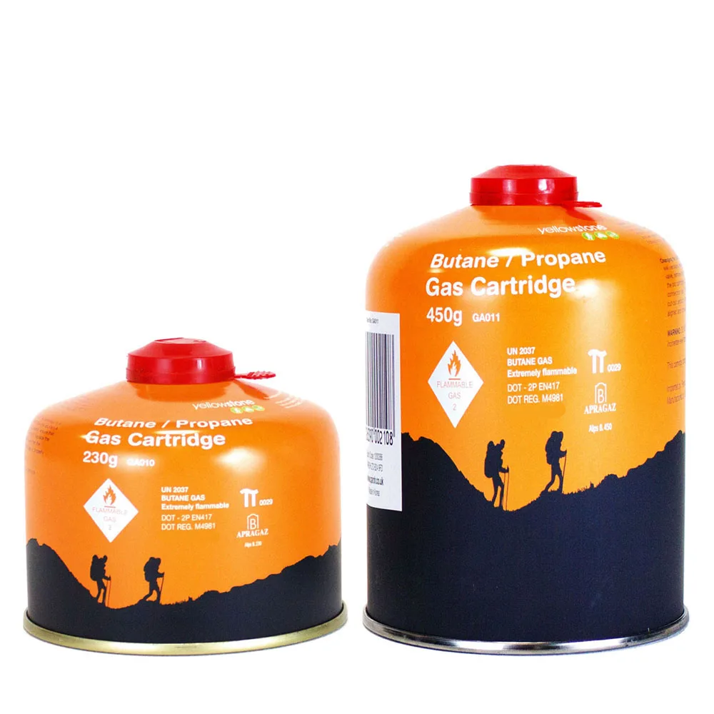 2 piece TFS butane gas cartridge 100g, 230g, 450g with EN417 safety ...